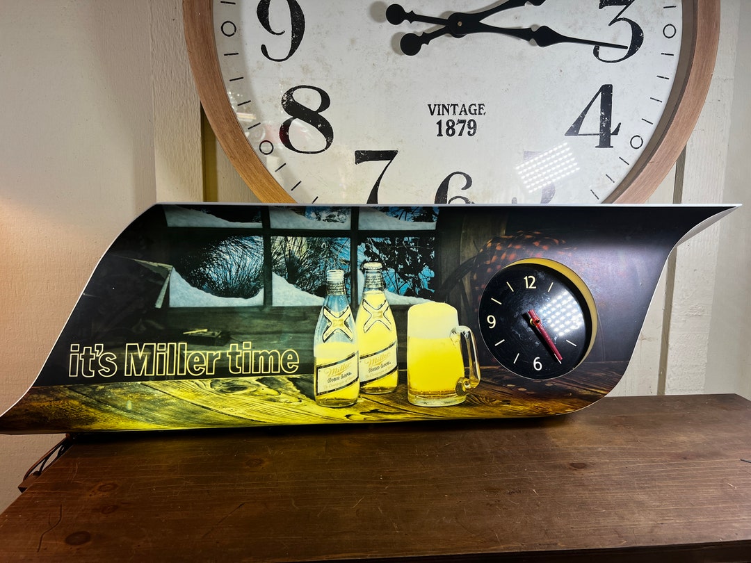 1960, It's Miller Time, Lighted, Beer Sign, Wall Hanging, Clock, 36 ...