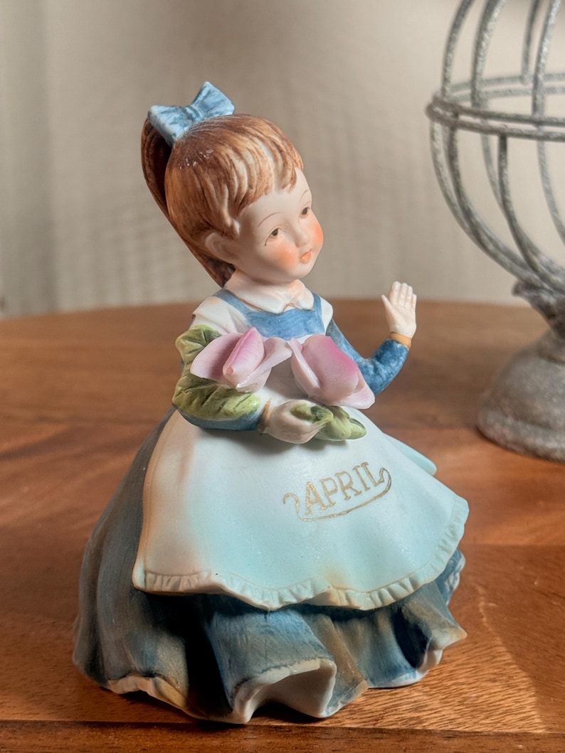 Vintage, Lefton, Bisque Porcelain, April, Flower, Birthday Girl, 4.5 ...