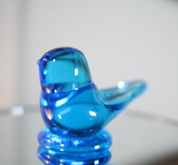 RON RAY 1987 Signed Vintage Art Glass Paperweight Blue Bird of | Etsy