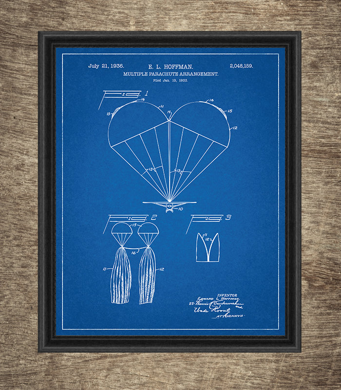 Parachute Set of 6 Blueprints Parachutist Blueprint Skydiving | Etsy