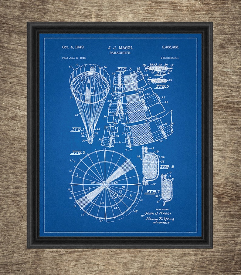 Parachute Set of 6 Blueprints Parachutist Blueprint Skydiving - Etsy Canada