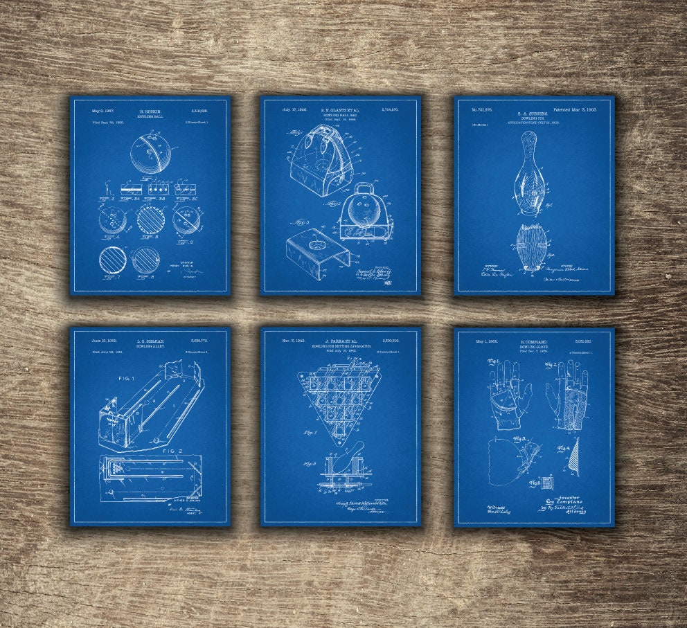 Bowling Blueprint Bowling Wall Art Bowling Pin Blueprint - Etsy