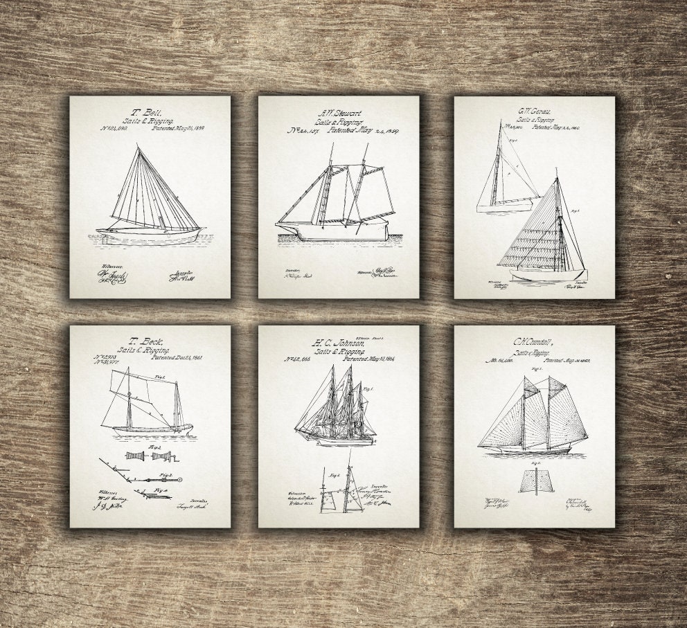 Nautical Illustration Set of 6 Posters Nautical Art Ship - Etsy Canada