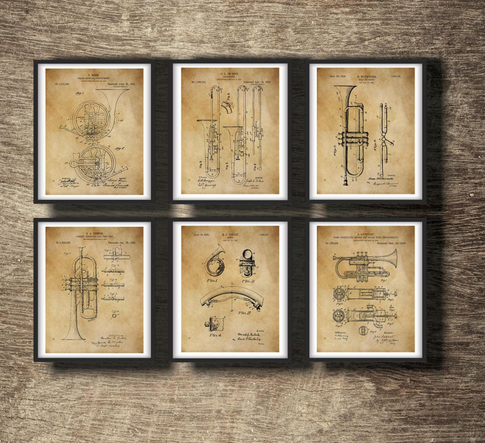 Orchestral Instruments Patents Set of 6 Prints Trombone | Etsy