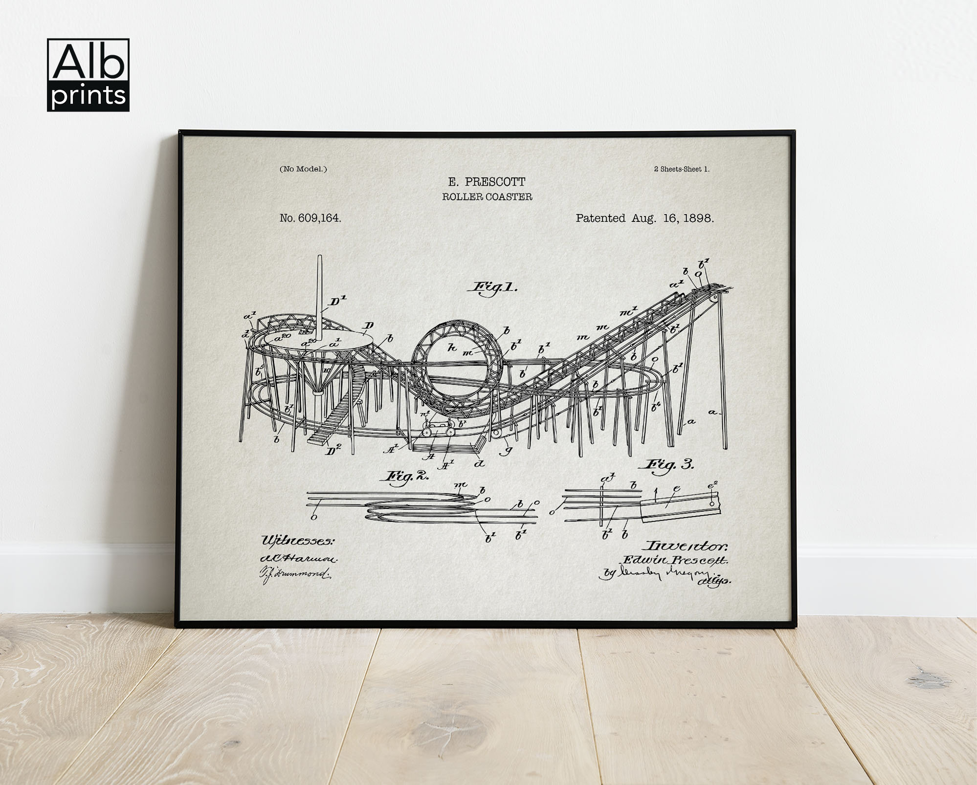 Amusement Ride Railway Patent Roller Coaster Blueprint Them - Etsy