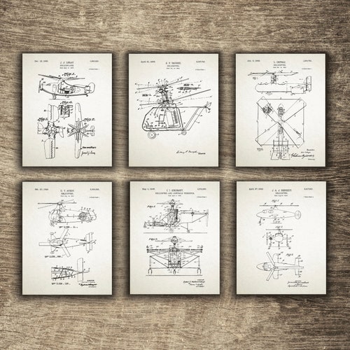 Helicopter Set of 6 Prints Helicopter Print Helicopter Art - Etsy