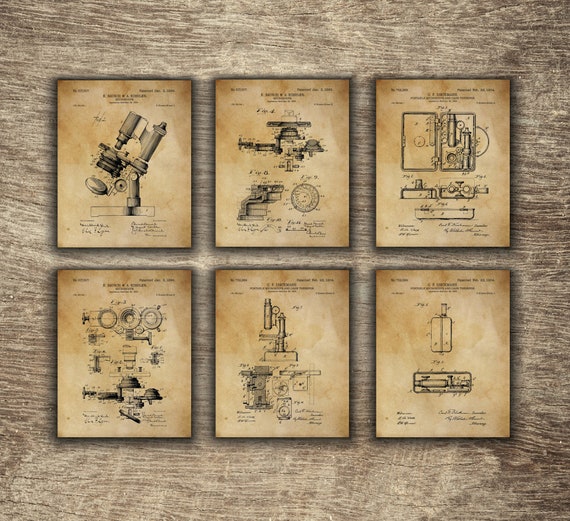 Vintage Lab Equipment Decor Set of 6 Designs Chemistry Decor | Etsy