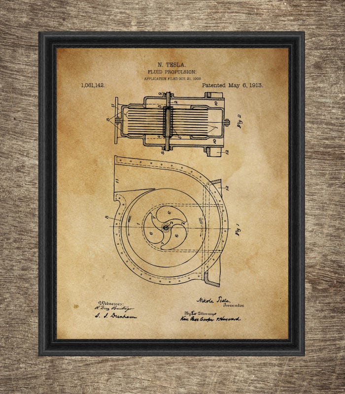 Tesla Print Set of 6 Inventions Tesla Blueprint Tesla Art | Etsy