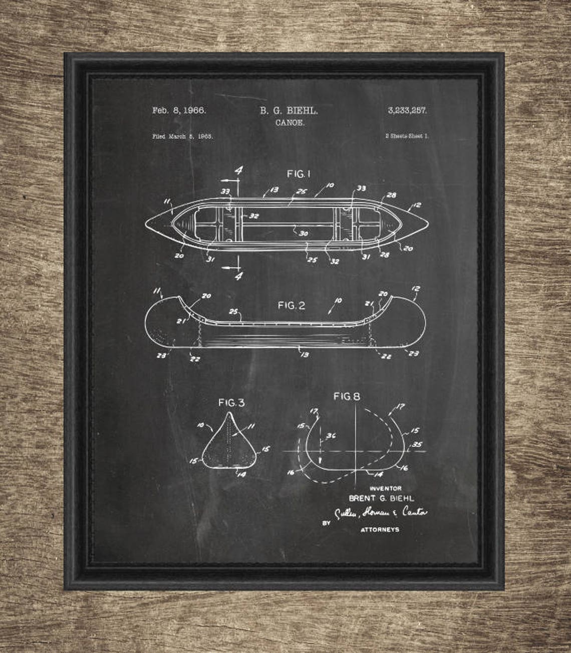 Canoe Print Set of 4 Posters Canoe Patent Canoe Paddle | Etsy