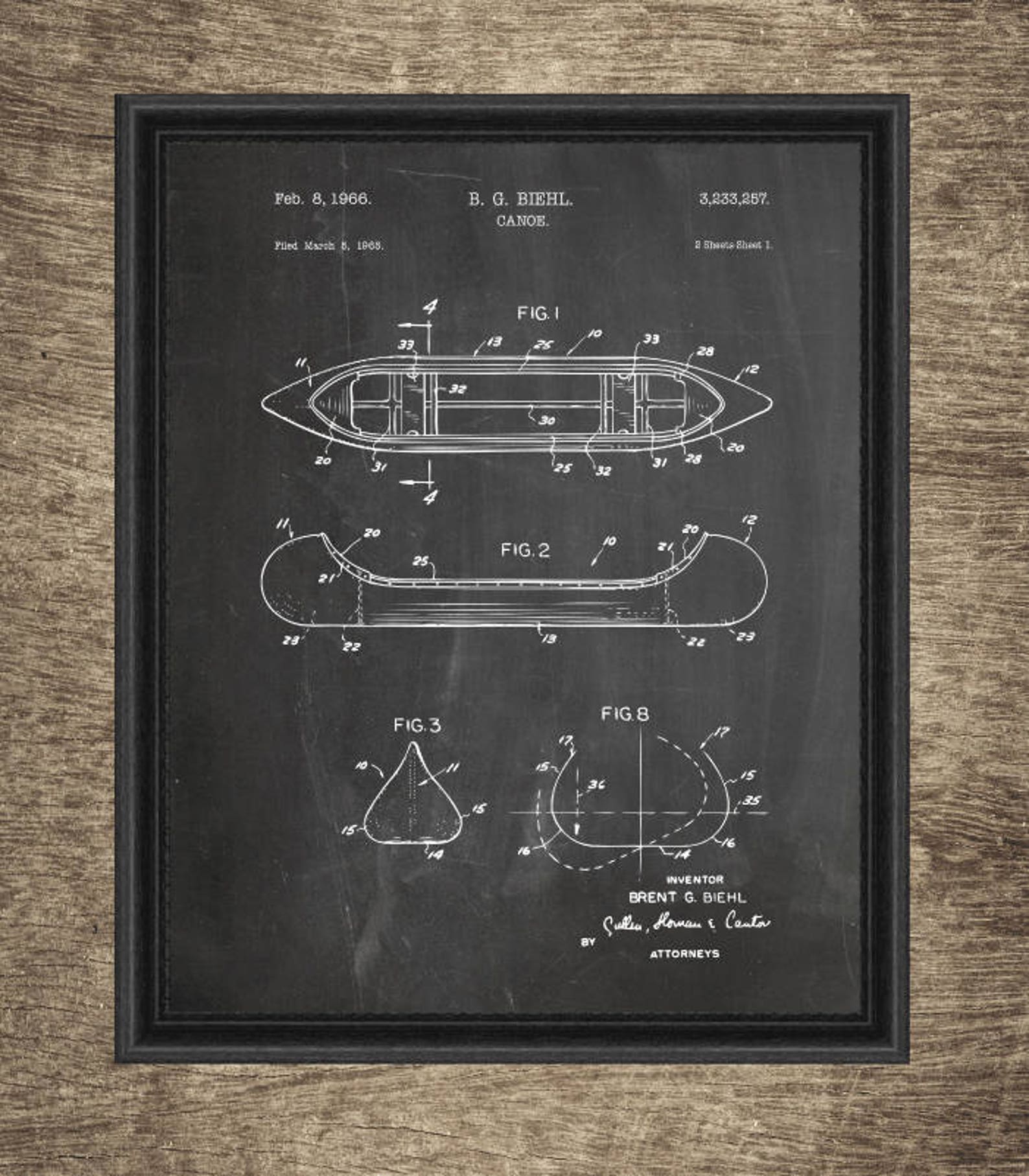 Canoe Print Set of 4 Posters Canoe Patent Canoe Paddle | Etsy