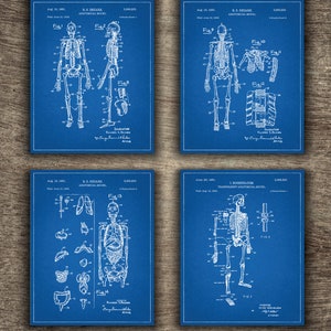 Printable Human Anatomy Art Set of 4 Blueprints, Doctor Wall Art Decor ...