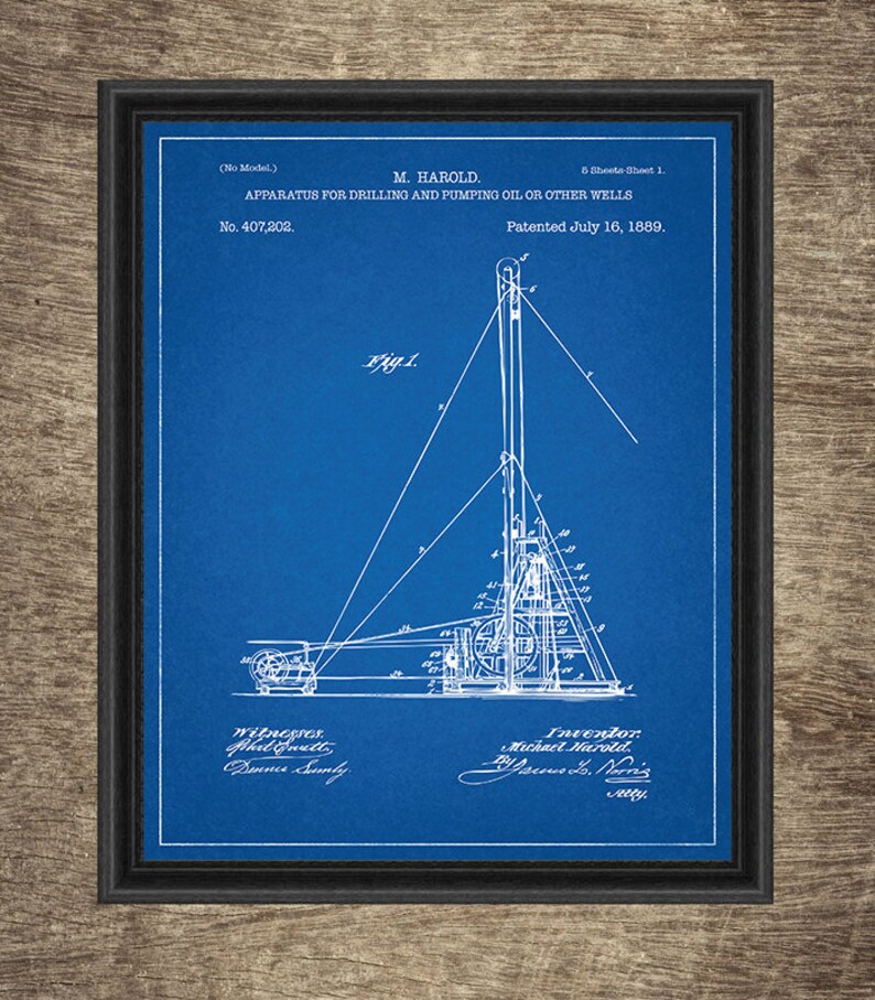 Oil Rig Blueprint Patent Set of 4 Prints Blueprint Drilling | Etsy