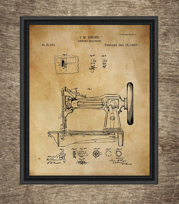 Vintage Sewing Decor Sewing Machine Poster Industrial Decor | Etsy