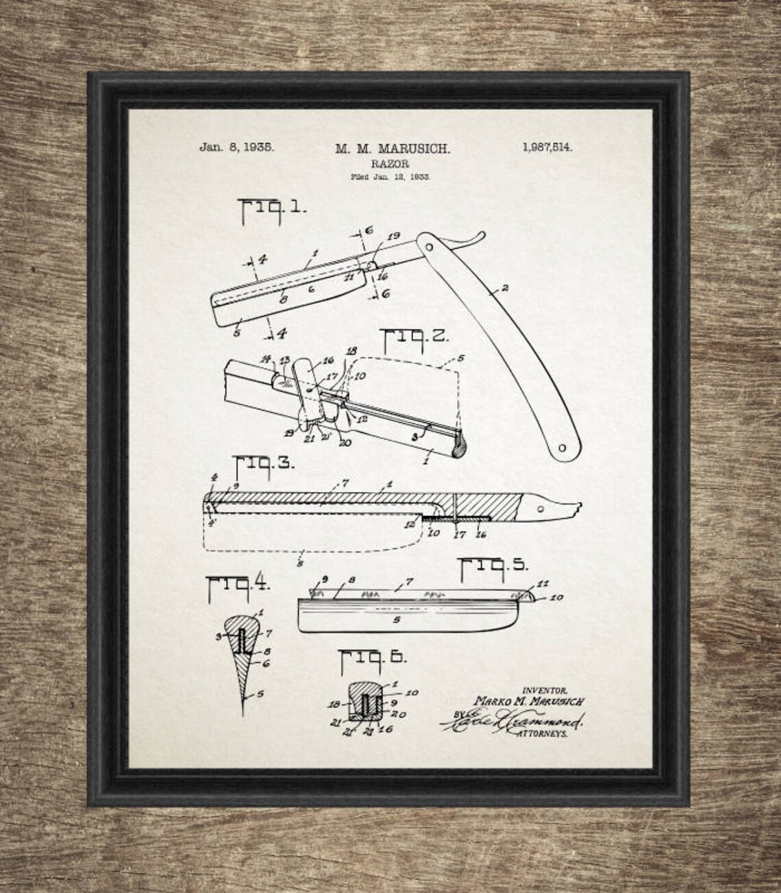 Razor Patent Razor Poster Razor Printable Barbershop - Etsy