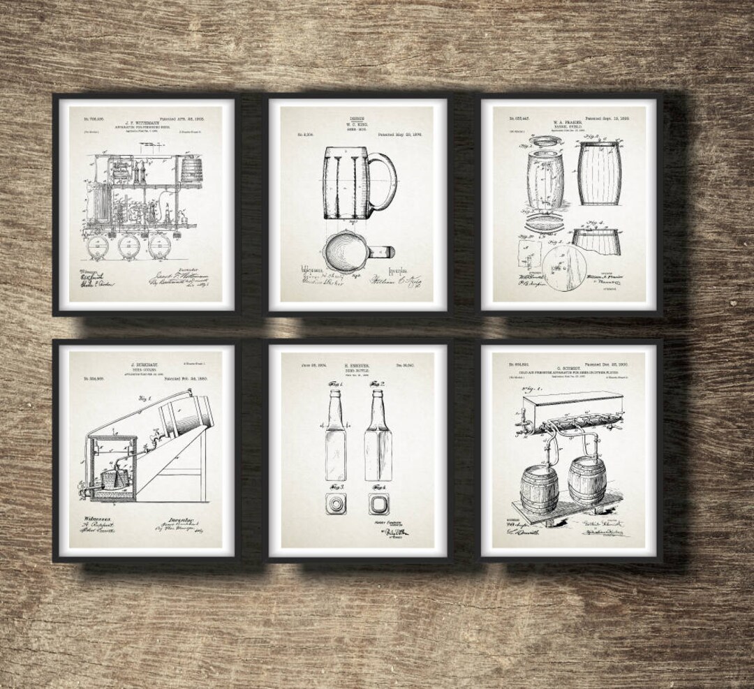 Beer Patent Set of 6 Prints, Beer Poster, Beer Wall Decor, Beer ...