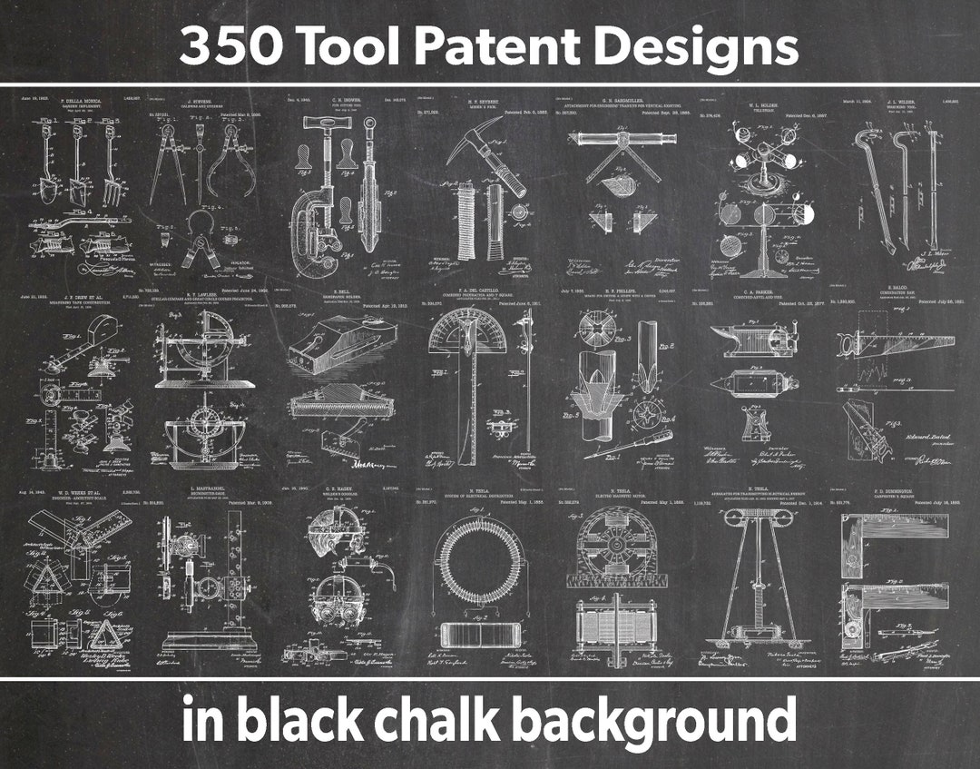 350 Tool Patent Designs Bundle, Engineer Patents, Tesla Decor ...
