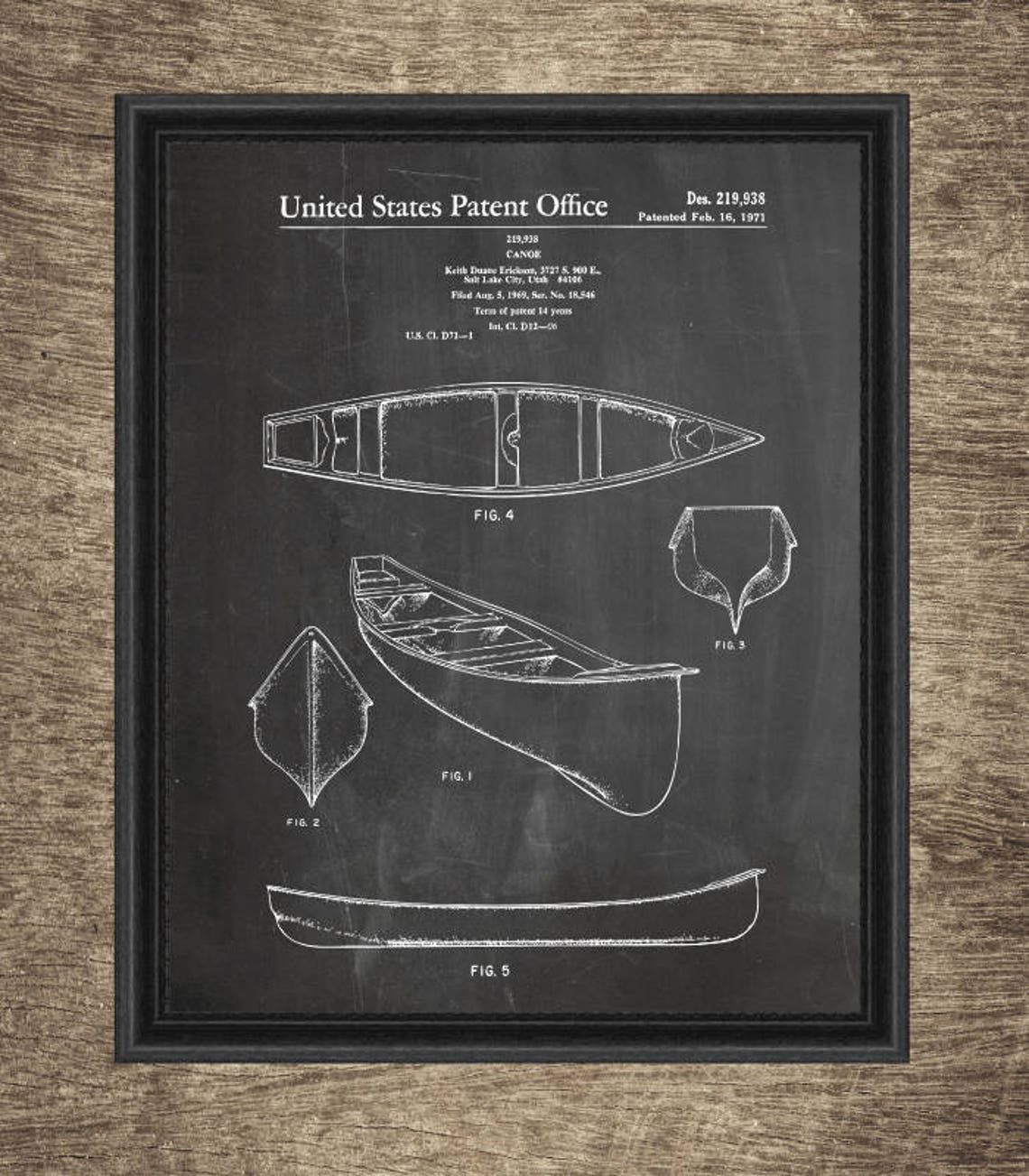 Canoe Print Set of 4 Posters Canoe Patent Canoe Paddle | Etsy