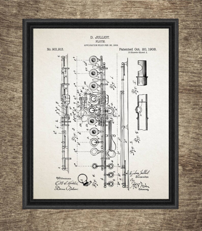Flute Patent Print Flute Poster Flute Gift Flute Blueprint | Etsy