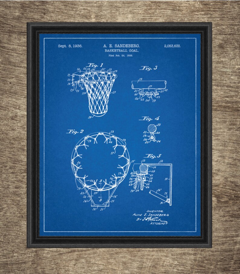 Basketball Blueprint Set of 6 Patents Basketball Printable - Etsy