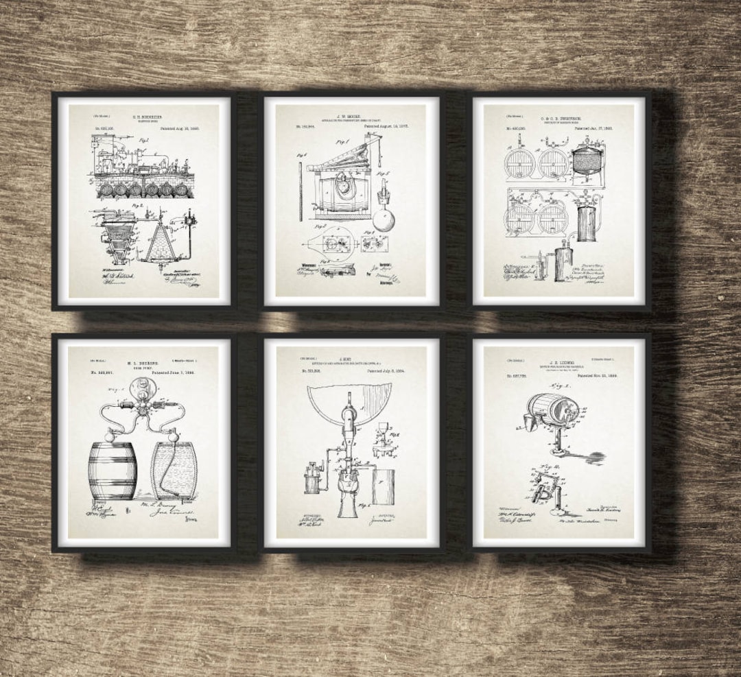 Beer Set of 6 Prints, Beer Printable Patent, Beer Printable Poster ...