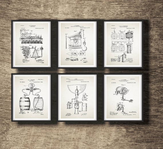 Beer Set of 6 Prints Beer Printable Patent Beer Printable - Etsy