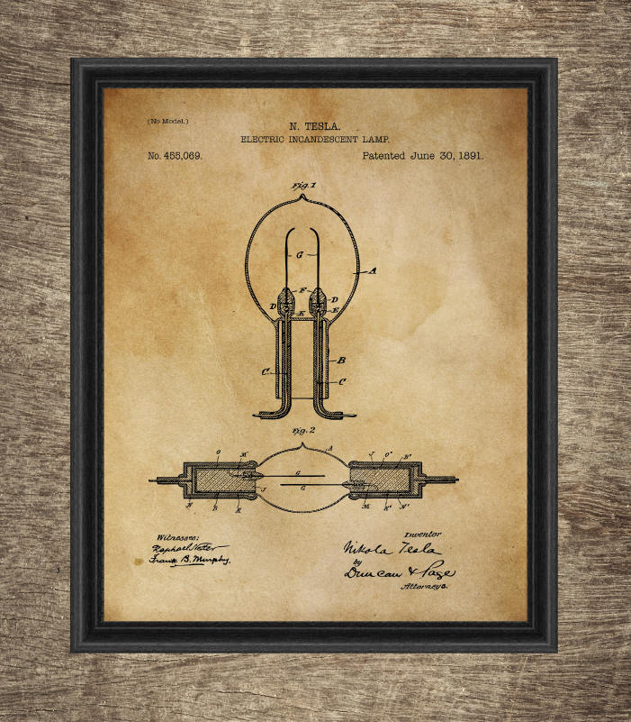 Tesla Print Set of 6 Inventions Tesla Blueprint Tesla Art | Etsy