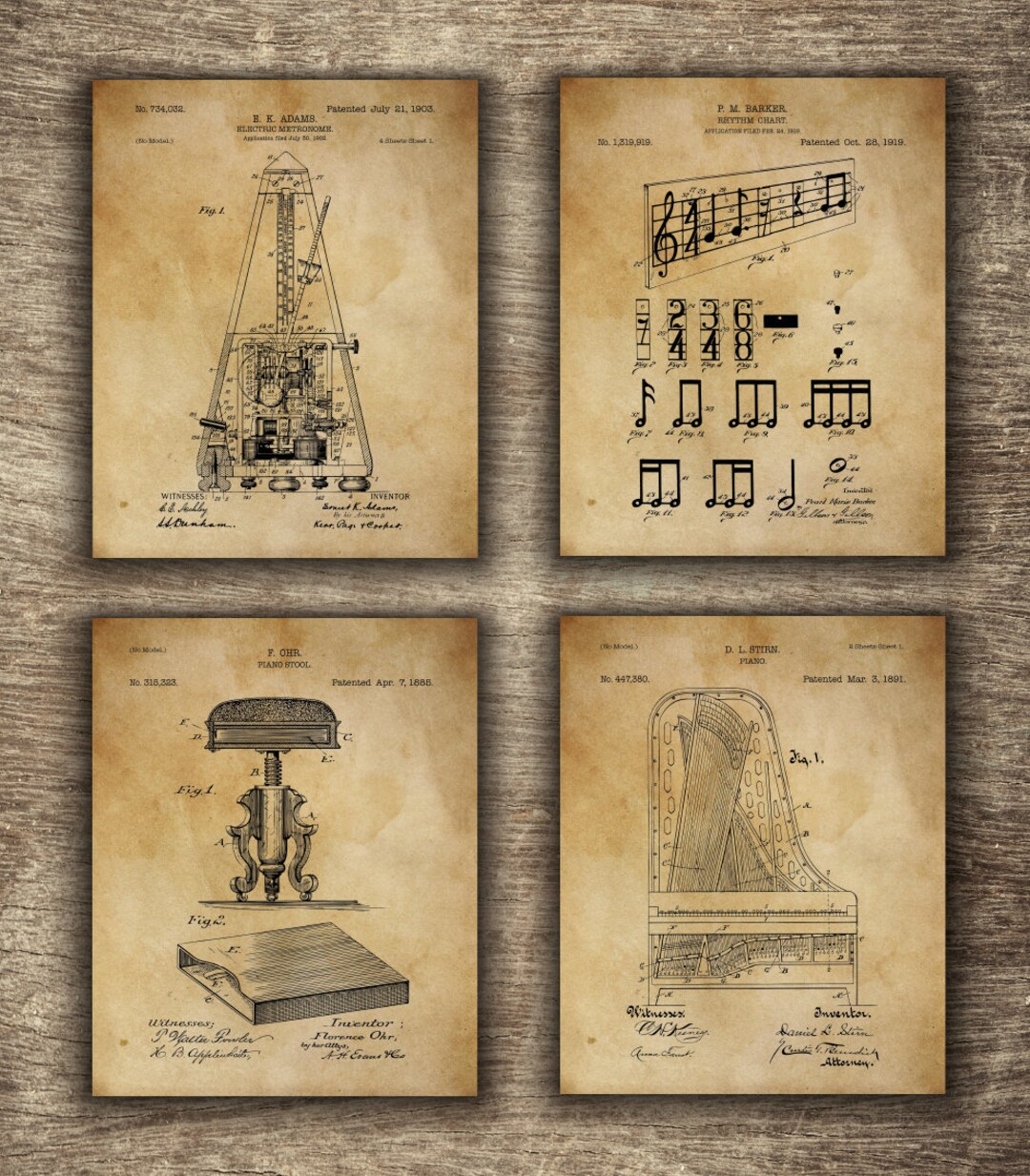 Vintage Music Set of 4 Printables, Vintage Piano Poster, Metronome ...