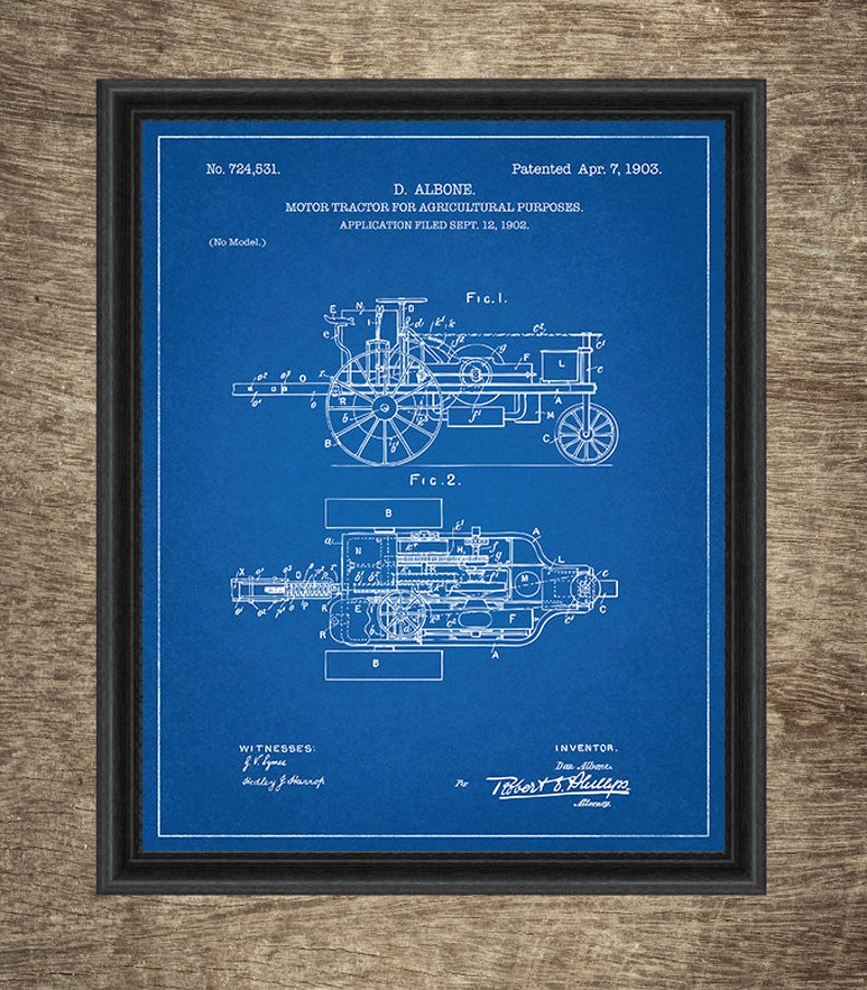 Tractor Blueprint Agricultural Vehicle Blueprint Farmhouse | Etsy
