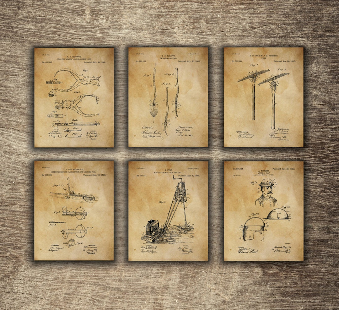 Mining Tools Set of 6 Prints, Mining Poster, Mining Printable, Gift for ...