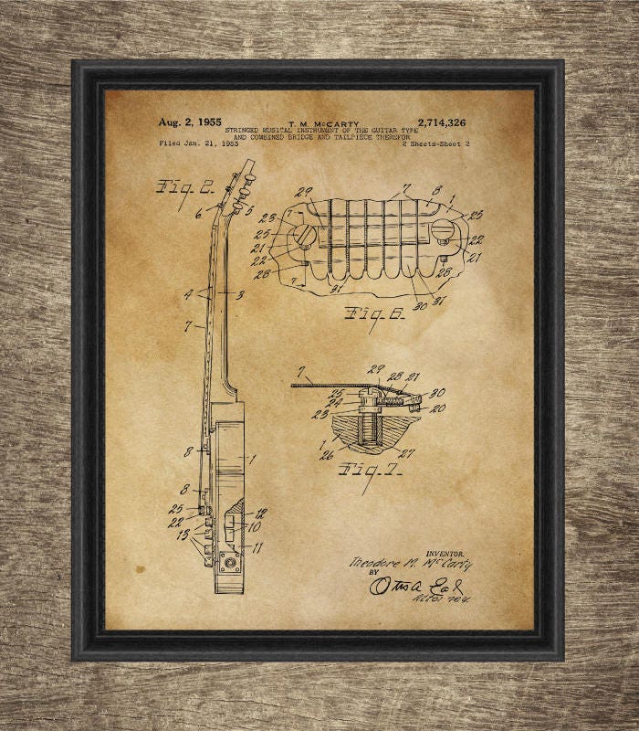 Guitar Patent Prints Guitar Wall Decor Guitarist Gift | Etsy