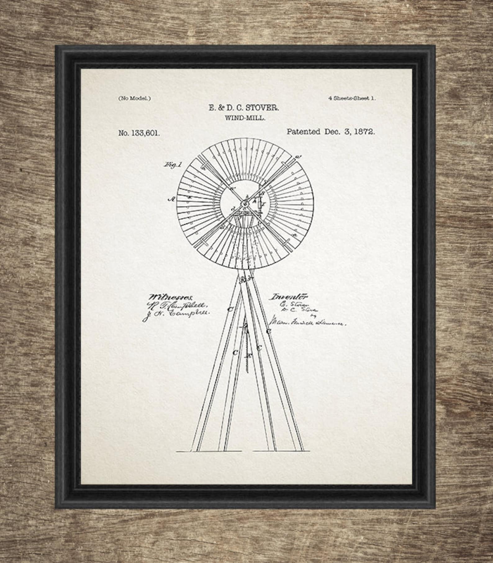 Farmhouse Decor Wind Mill Patent Poster Vintage Windmill - Etsy
