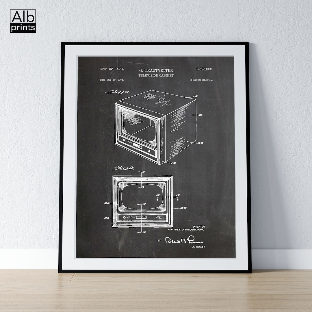 TV Blueprint Art, Vintage TV Set, Technology Poster, Media Decor ...