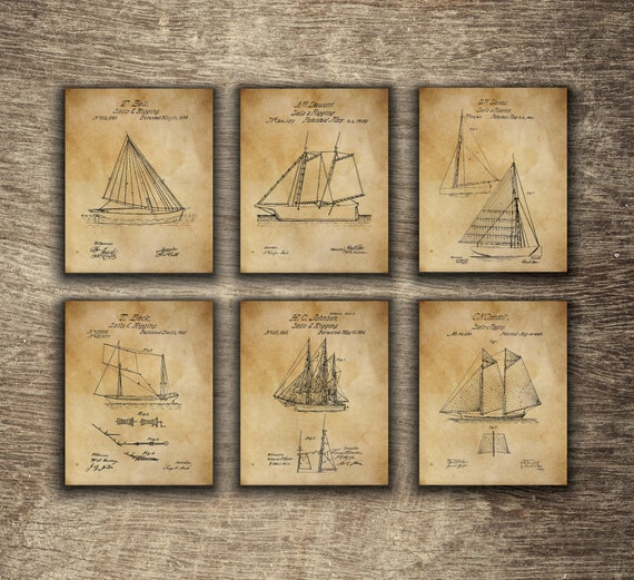 Vintage Nautical Decor Set of 6 Designs Vintage Nautical Art - Etsy UK