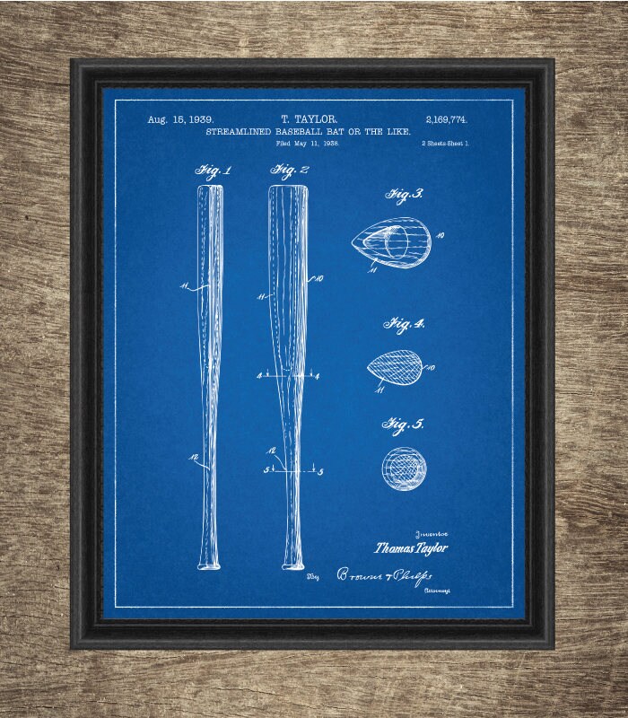 Baseball Blueprint Set of 6 Prints Baseball Blueprints | Etsy