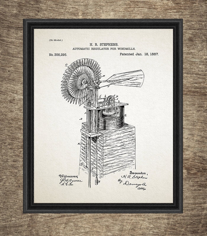 Farmhouse Decor Wind Mill Patent Poster Vintage Windmill - Etsy