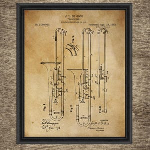 Orchestral Instruments Patents Set of 6 Prints, Trombone Patent ...
