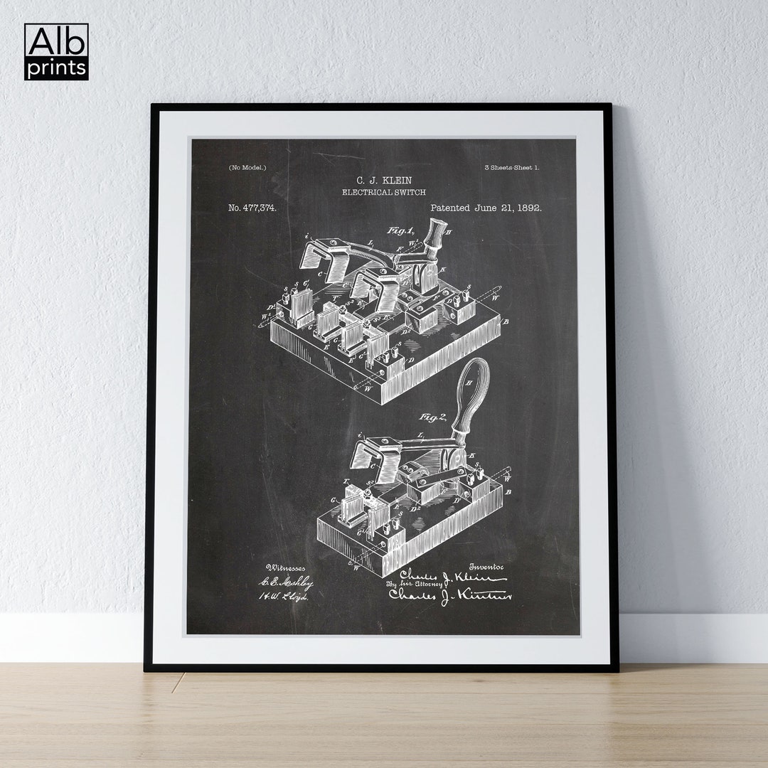 Electric Switch Patent Printable, Science Inventions, Gift for ...