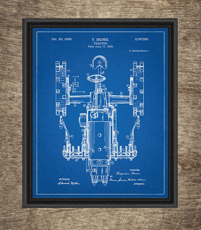 Tractor Blueprint Agricultural Vehicle Blueprint Farmhouse | Etsy