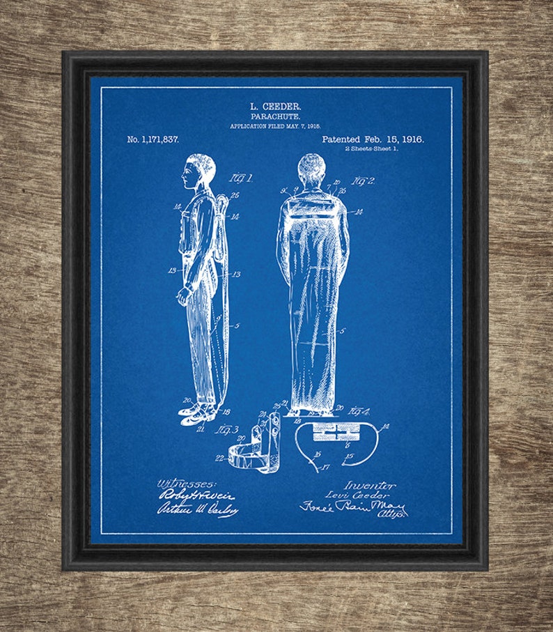 Parachute Set of 6 Blueprints Parachutist Blueprint Skydiving | Etsy