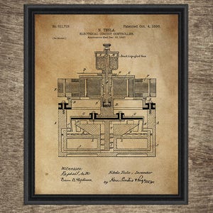 Tesla Set of 6 Vintage Posters, Tesla Patent Print, Tesla Poster, Tesla ...