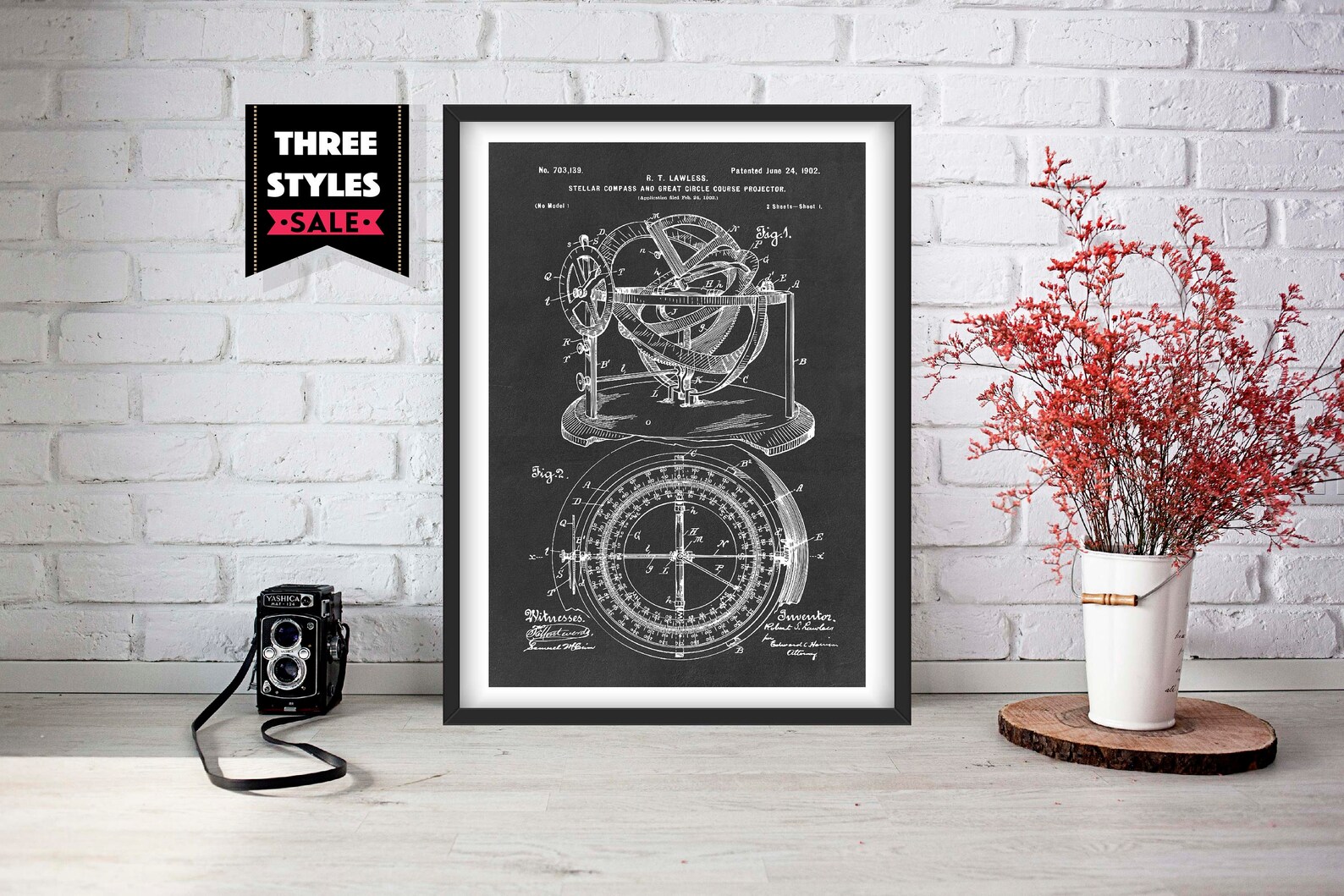 Stellar Compass Patent Printable Compass Poster Nautical | Etsy