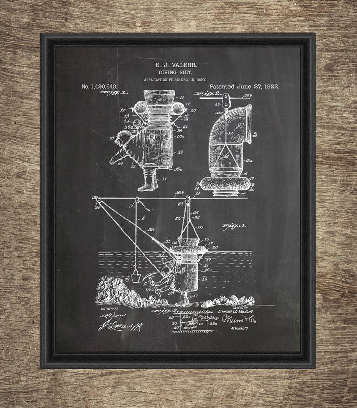 Diving Suit Patent Set of 6 Prints Diving Suit Print | Etsy