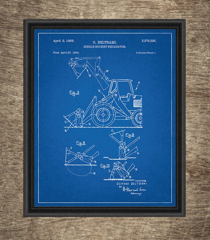 Excavator Blueprint Bulldozer Blueprint Earth Moving | Etsy