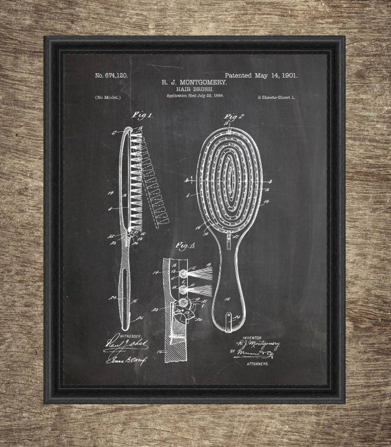 Hair Brush Patent Hair Brush Poster Hair Salon Decor - Etsy