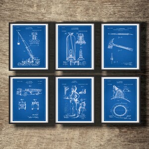 Firefighter Blueprint Patents | Fireman Set of 6 Blueprints | Fireman ...