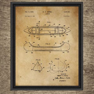 Vintage Canoe Print | Vintage Canoe Patent | Canoe Paddle | Canoe Art ...