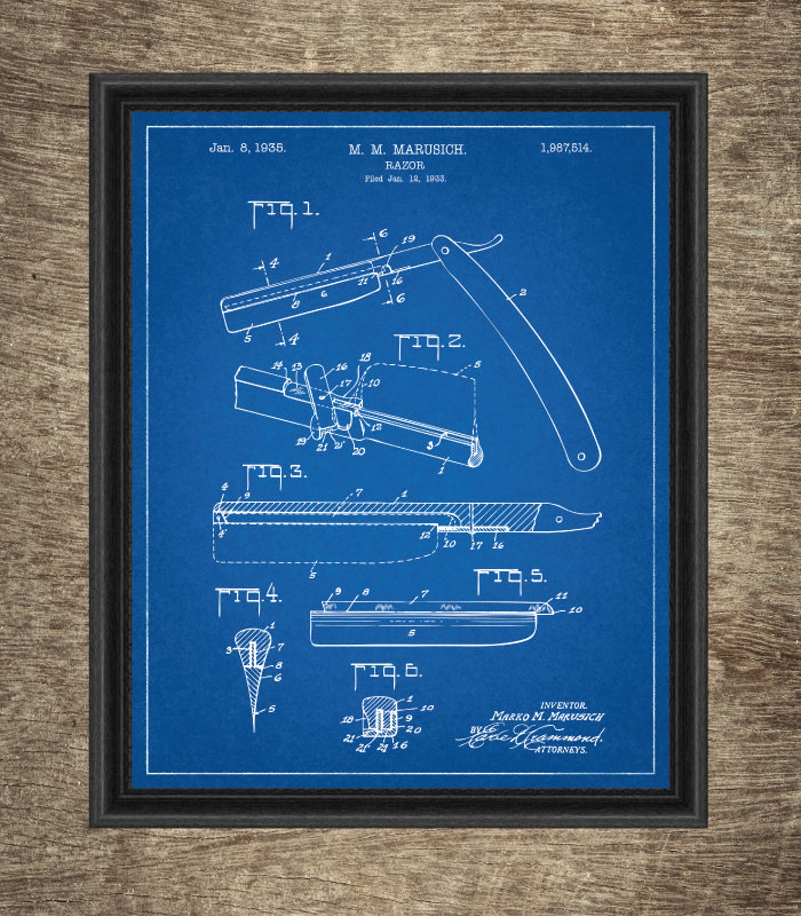 Razor Patent Razor Poster Razor Printable Barbershop | Etsy