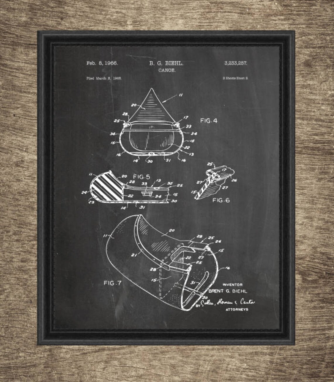 Canoe Print Set of 4 Posters Canoe Patent Canoe Paddle | Etsy