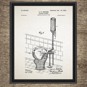 Vintage Toilet Art, Bathroom Art, Bathroom Wall Decor, Toilet Bowl ...