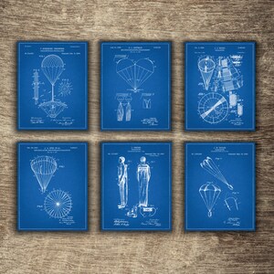 Parachute Set of 6 Blueprints Parachutist Blueprint, Skydiving ...